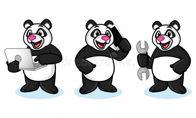 Panda Mascot Vector with Laptop Stock Vector - Illustration of clip ...