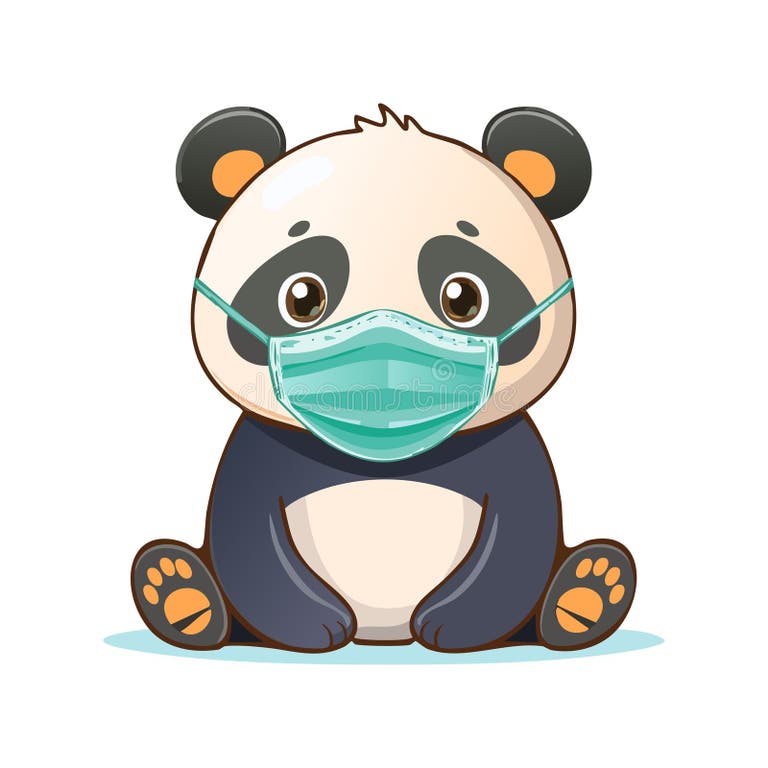 Panda with mask stock vector. Illustration of panda - 361550536