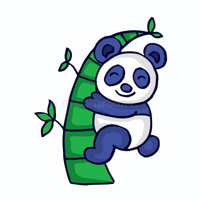 Panda Met Grappig Bamboebeeldverhaal Vector Illustratie - Illustration ...