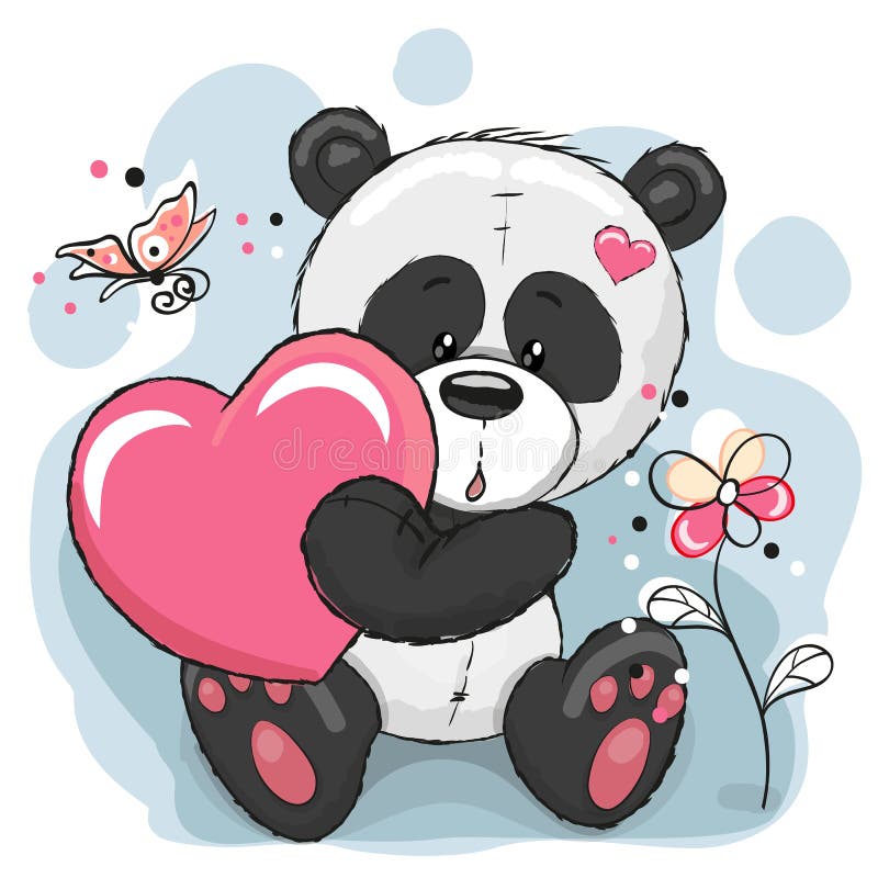 Panda met hart vector illustratie. Illustration of draag - 59369706