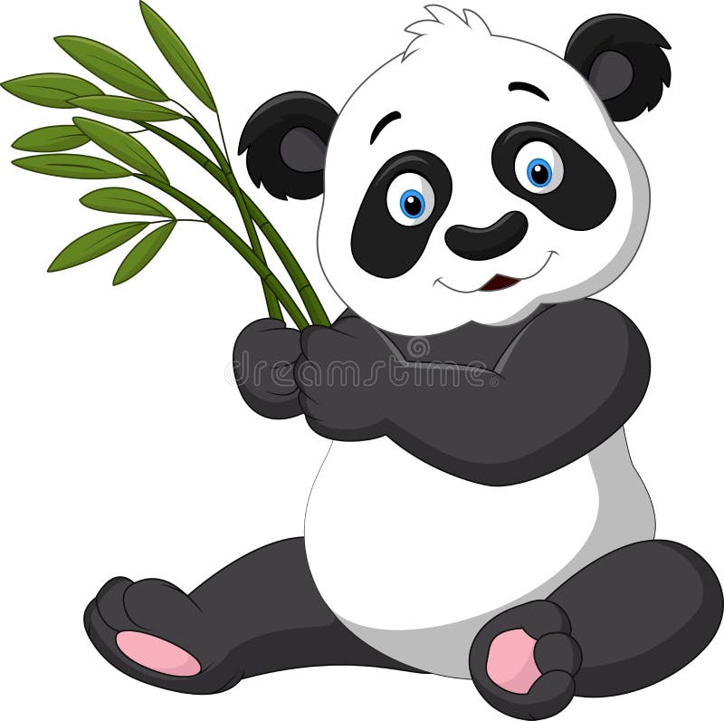 Un Panda Mignon Tenant Du Bambou Illustration de Vecteur - Illustration ...