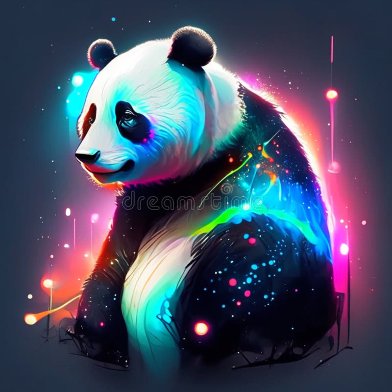 Panda in the Neon Light. Abstract Background. Vector Illustration Stock ...
