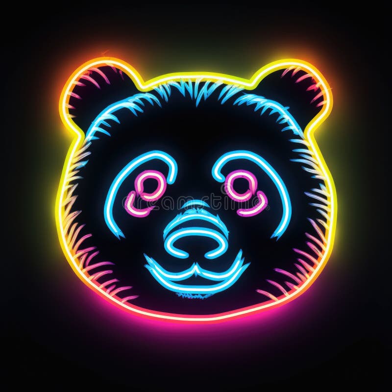 Panda. Neon Outline Icon with a Light Effect Stock Illustration ...