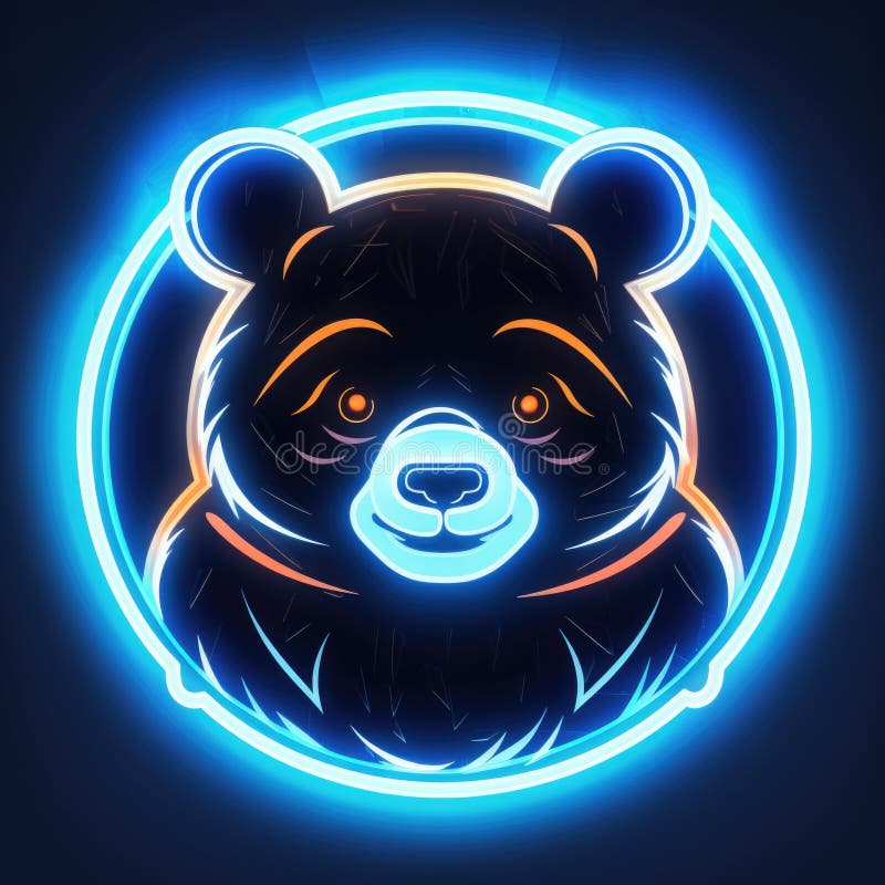 Panda. Neon Outline Icon with a Light Effect Stock Illustration ...