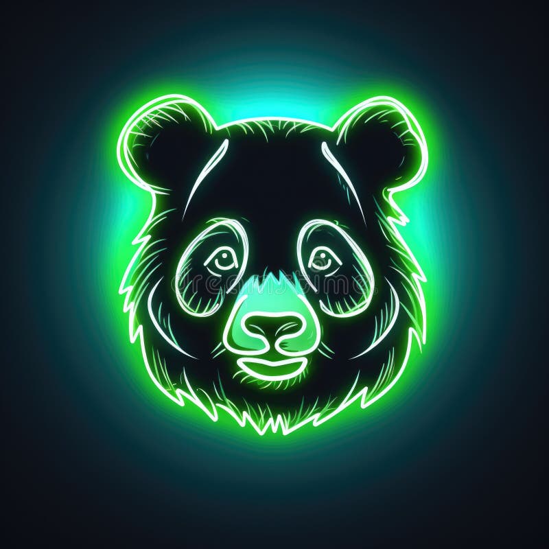 Panda. Neon Outline Icon with a Light Effect Stock Illustration ...