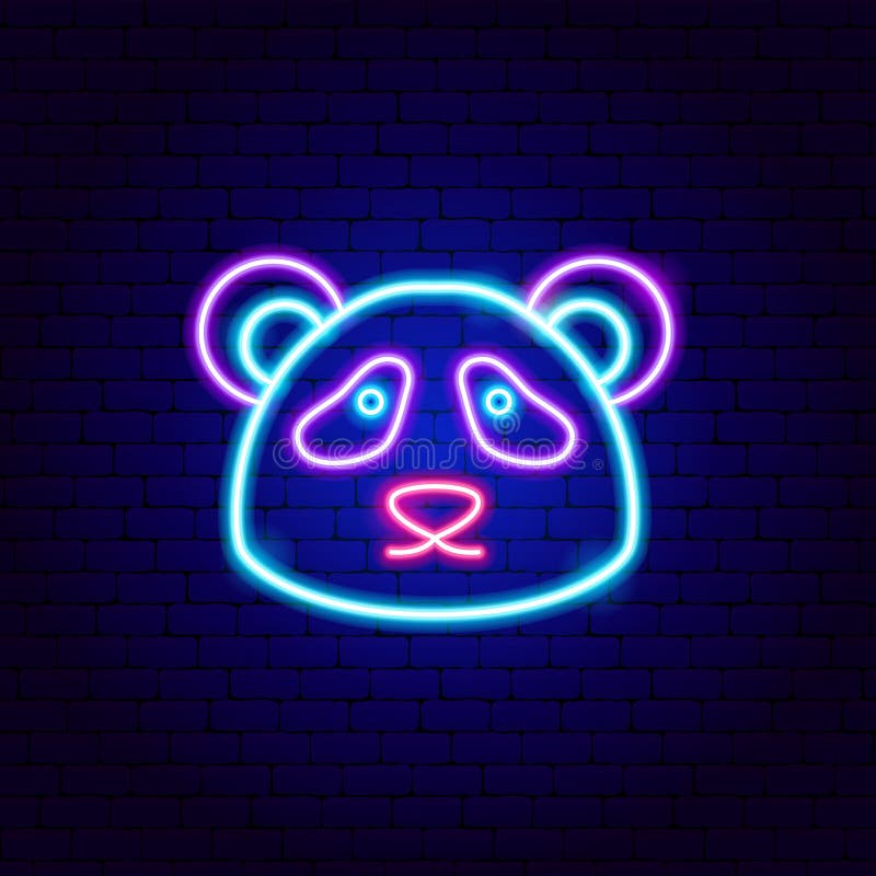 Panda Neon Sign stock vector. Illustration of design - 201647366