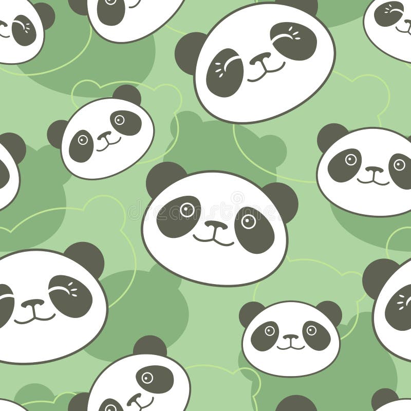 Panda Pattern Of Heads Decoration Design. 2d Style Of Animation Artwork ...