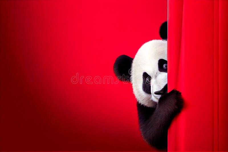 Panda Peeking Around the Corner. Generative AI, Generative, AI Stock ...