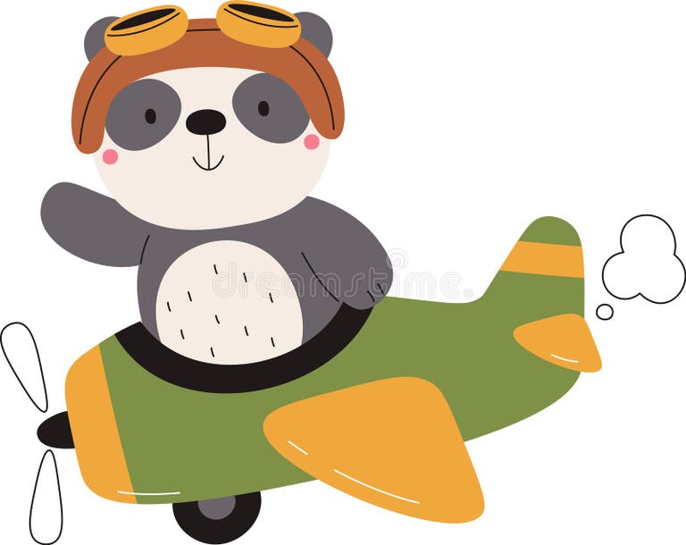 Panda Pilot on Air Plane stock vector. Illustration of travel - 329379323