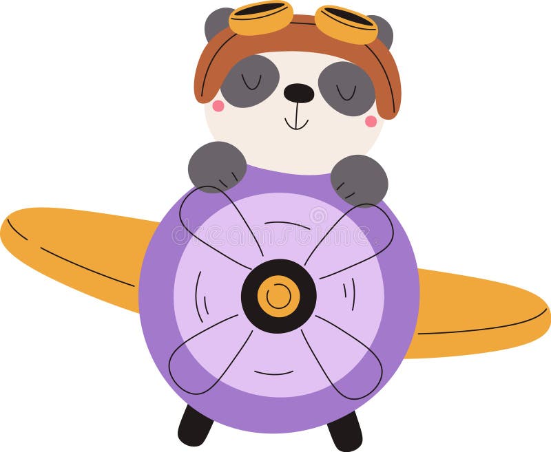 Panda Pilot on Air Plane stock vector. Illustration of isolated - 329379934