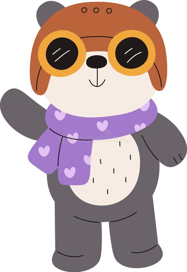 Panda Pilot Waving stock vector. Illustration of cartoon - 329378872