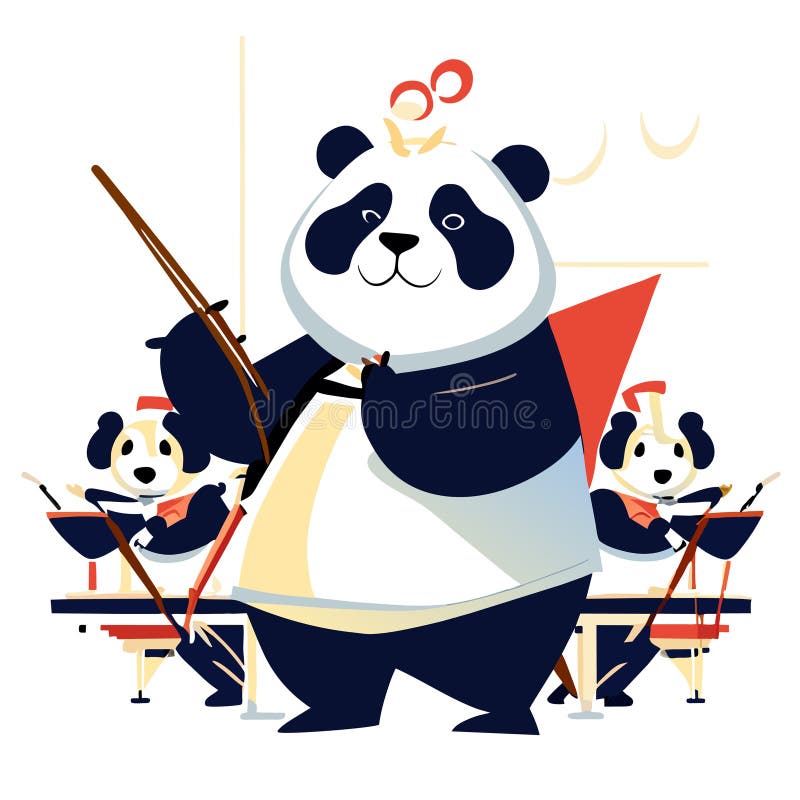 Panda Playing Musical Instruments. Vector Illustration in a Flat Style ...