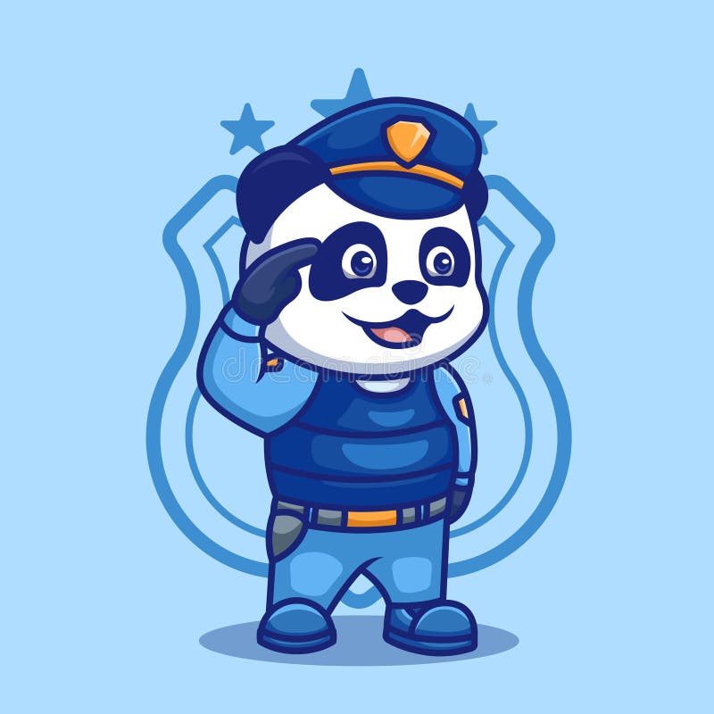 Panda Police, Vector Concept Digital Art, Hand Drawn Illustration Stock ...