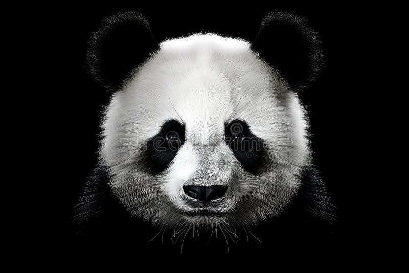 Panda Portrait Against Black Background Stock Photo - Image of bamboo ...