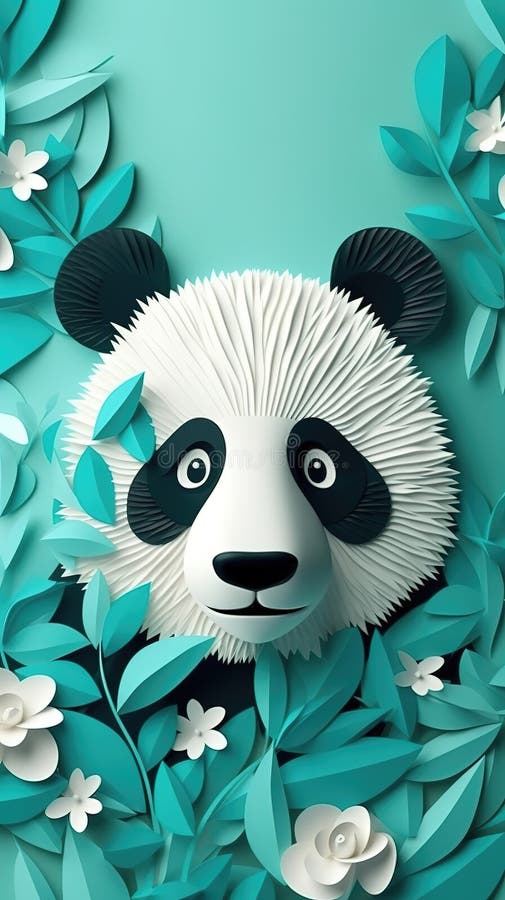 A Panda Portrait in a Simple Paper Dimension Style, Generative Ai ...