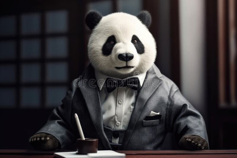 Panda Posing in Business Suit Generative AI Stock Illustration ...