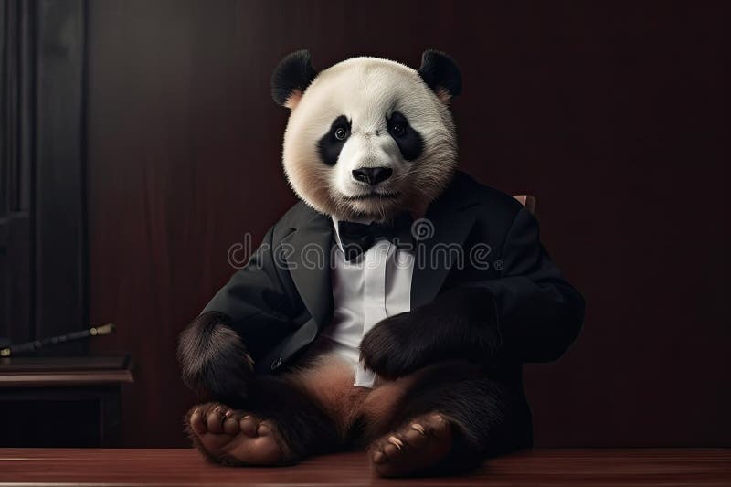 Panda Posing in Business Suit Generative AI Stock Illustration ...