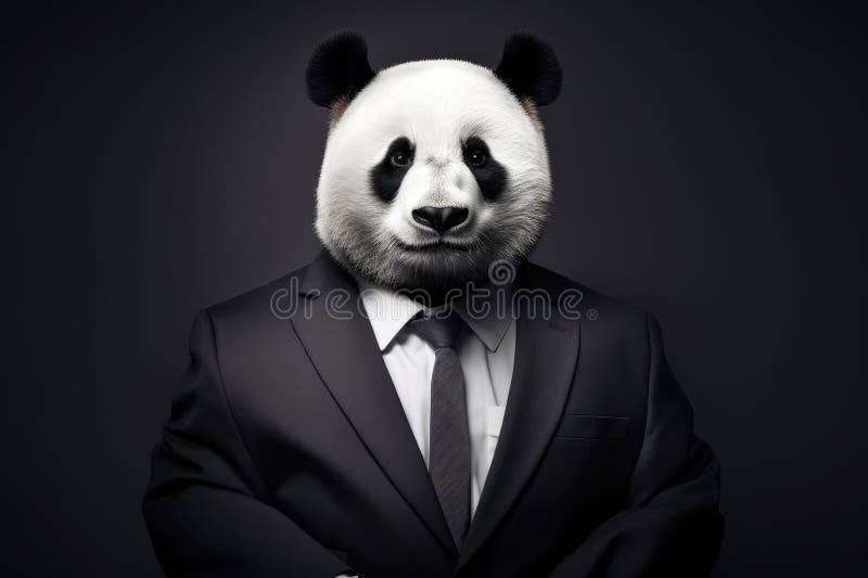 Panda Posing in Business Suit Generative AI Stock Illustration ...