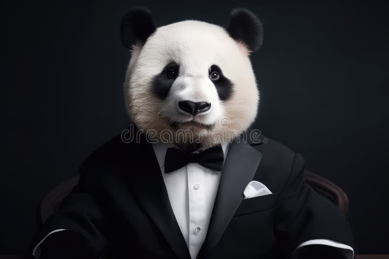 Panda Posing in Business Suit Generative AI Stock Illustration ...