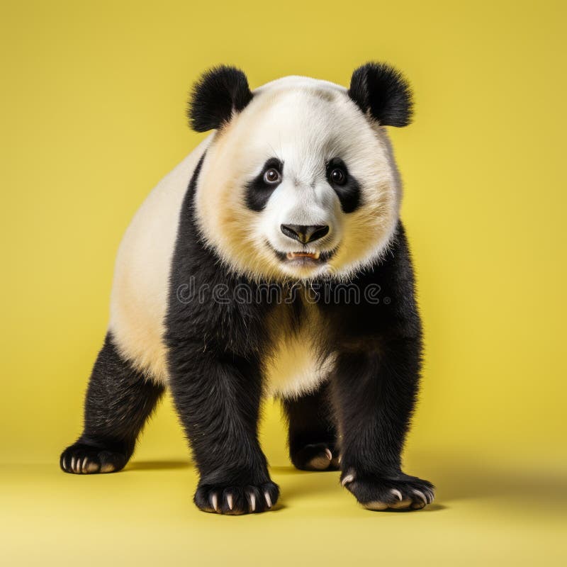 Studio Shot of Panda on Isolated Background Stock Illustration ...