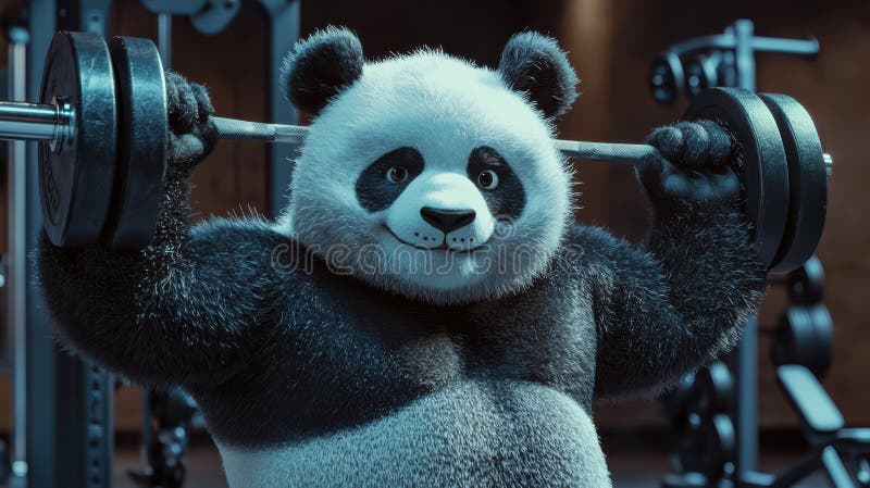 Panda Powerlifting: a Digital Masterpiece Stock Illustration - Illustration of muscles, working ...