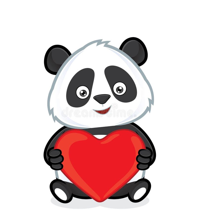 Panda Que Lleva a Cabo Amor Del Corazón Ilustración del Vector ...