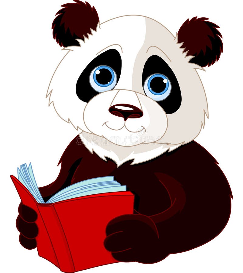 Panda reading a book stock vector. Illustration of reading - 25996775