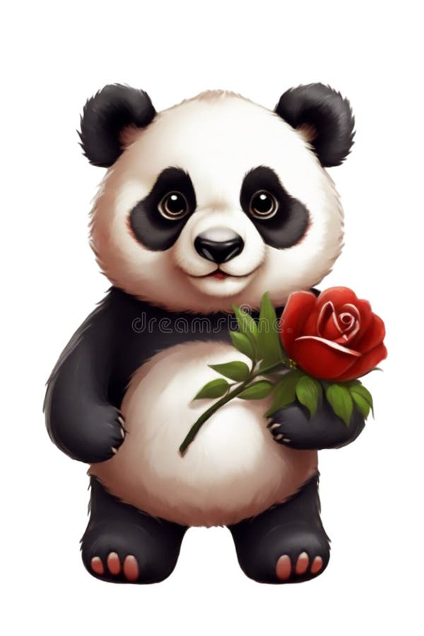 Panda with Red Rose Graphic for Valentine S Day Stock Photo ...
