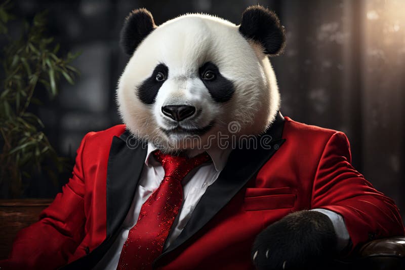 Panda in red suit stock illustration. Illustration of suit - 315654195