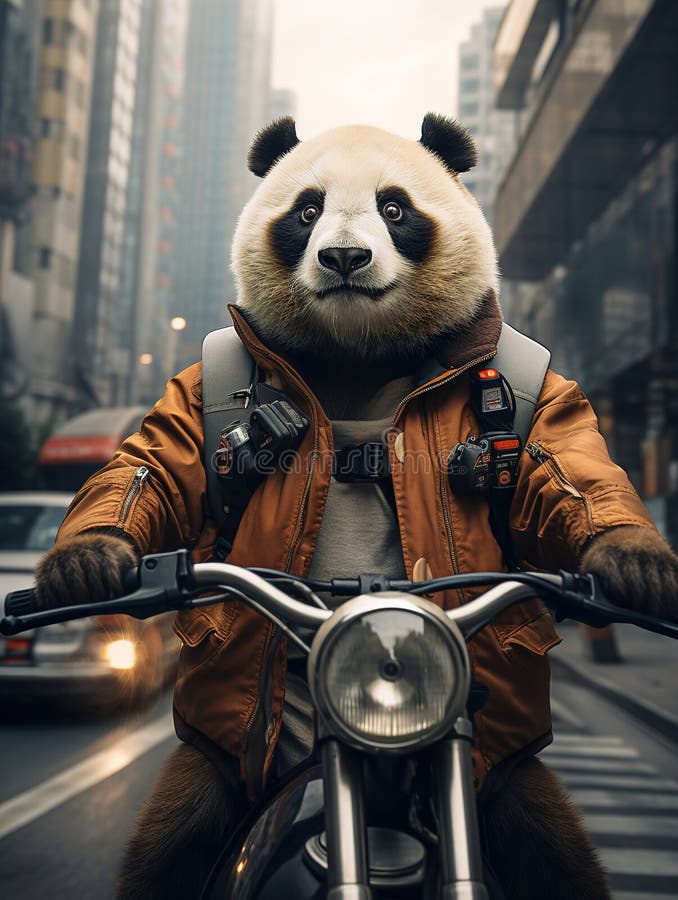 Panda Rider: a Stylishly Dressed Panda Hitting the Road on a Motorcycle ...
