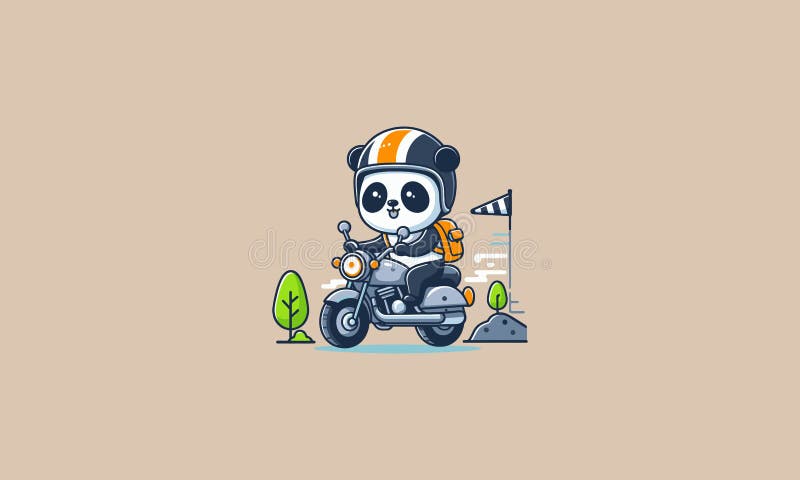 Panda Riding Motorcycle Vector Illustration Flat Design Stock Vector ...