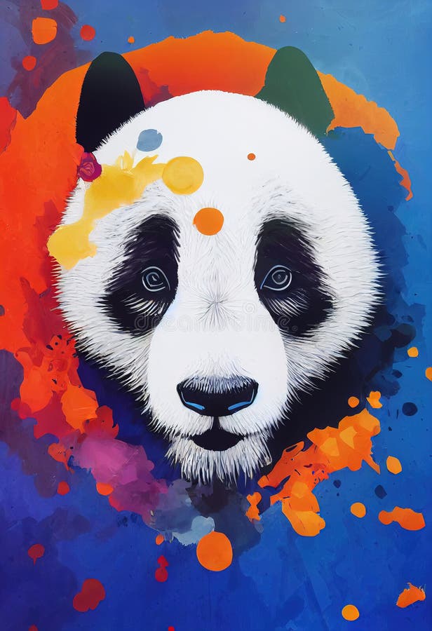 Panda S Head on a Colorful Background. Decorative Portrait of a Panda ...