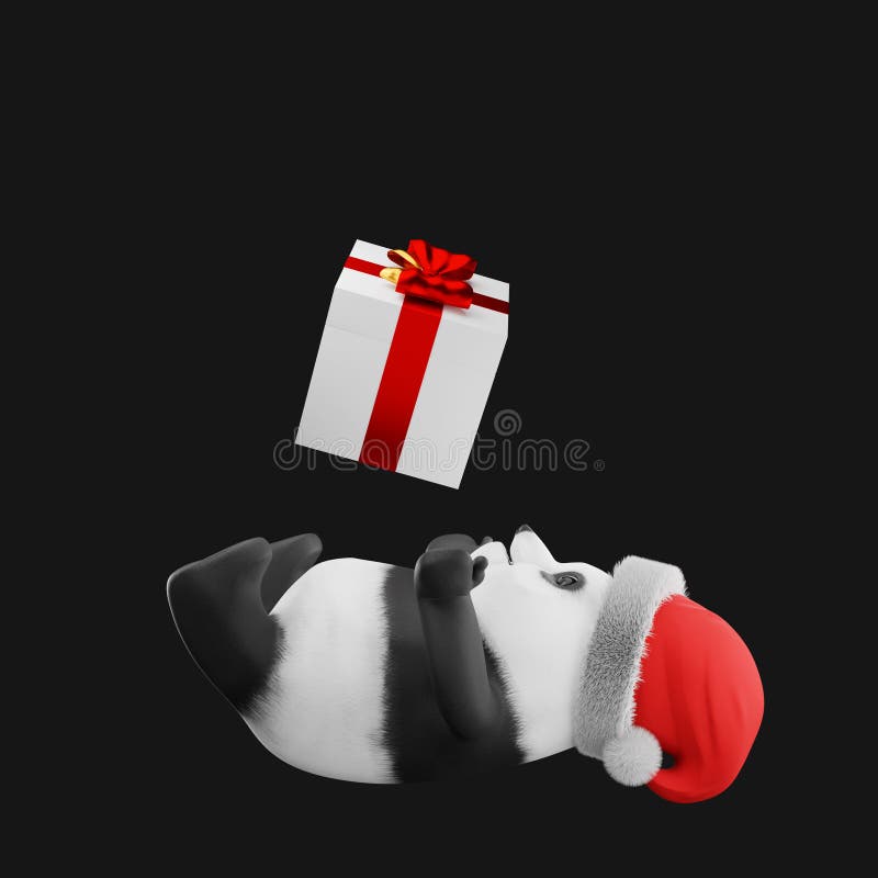 Panda in Santa Claus Hat Mascot 3d Render Stock Illustration ...