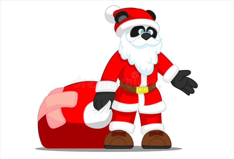Panda Santa stock vector. Illustration of card, white - 62073844