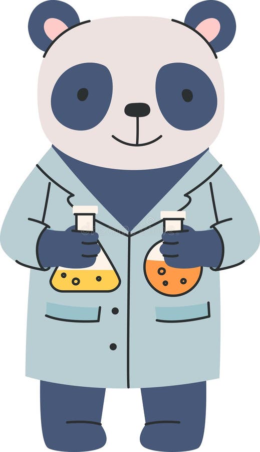 Panda Scientist with Beakers Stock Vector - Illustration of laboratory ...