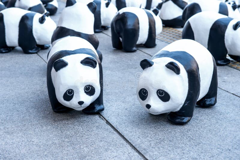 Panda Sculptures of Hand Make. Stock Image - Image of science ...