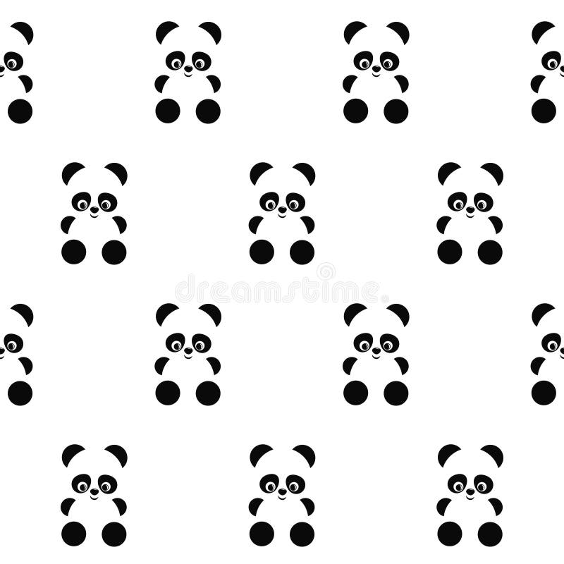 Panda Seamless Pattern on White Background. Stock Vector - Illustration ...