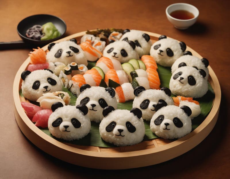 Panda-shaped Sushi Rolls. Philadelphia Roll in the Form of a Panda ...