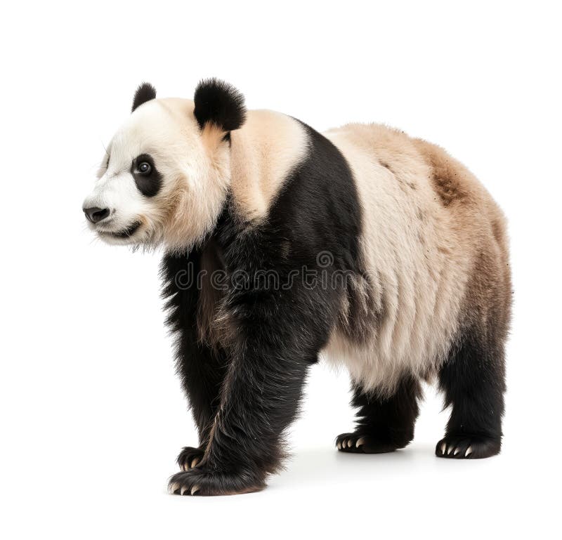 Panda with a Side View Against a White Background Stock Image - Image ...