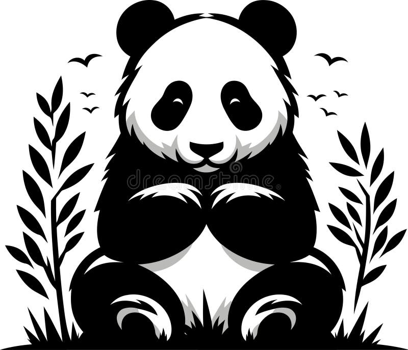 Panda Silhouette on Vector Illustration. Panda Icon, Panda Logo, Panda ...