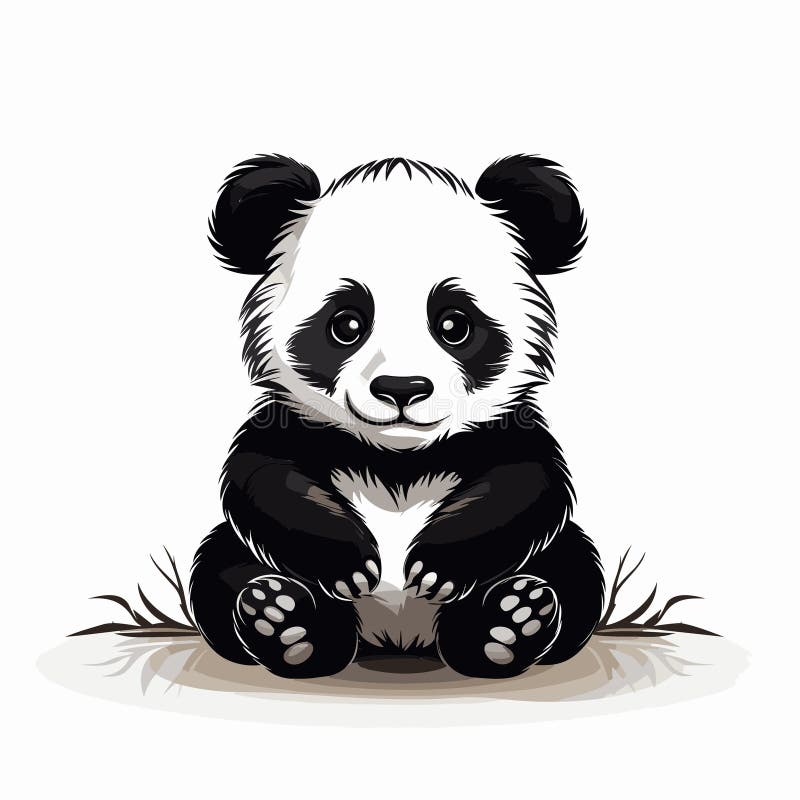 Panda Simple Flat Vector Illustration Stock Vector - Illustration of ...