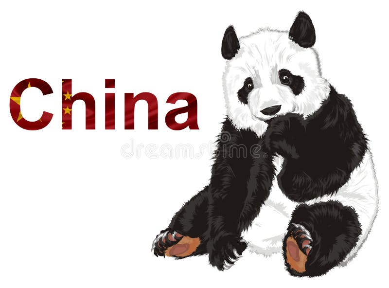 Panda with colored word stock illustration. Illustration of word ...