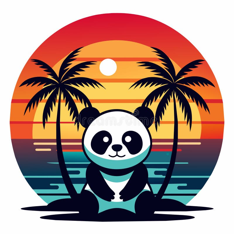 A Panda Sits Quietly in Front of a Vibrant Backdrop Featuring an ...