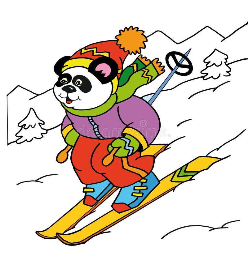 Panda skier stock vector. Illustration of cold, skiing - 17697969