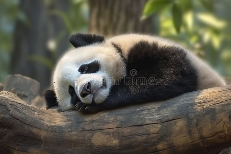 Panda sleep. Generative AI stock illustration. Illustration of sleeping ...