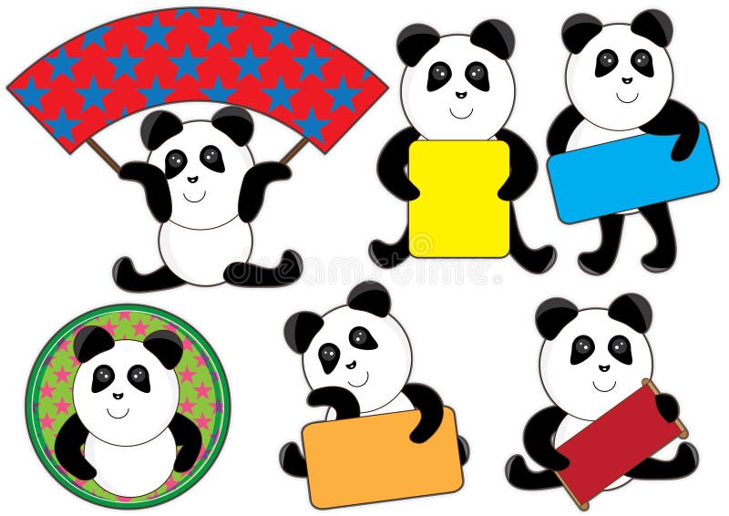Cute Baby Panda Holding Blank Sign Stock Illustration - Illustration of ...