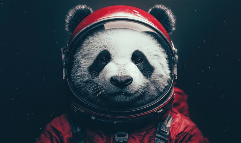 Panda in Space Suit: Astronaut Panda with Red Helmet and Space ...