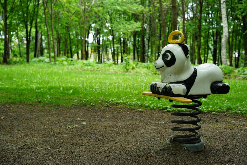 Panda Spring Seat in the Public Playyard Stock Image - Image of ...