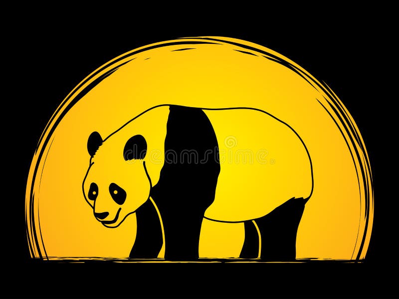 Panda standing side view stock vector. Illustration of background ...