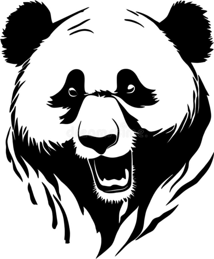Panda Stencil Art in Bold Black and White. Stock Photo - Illustration ...